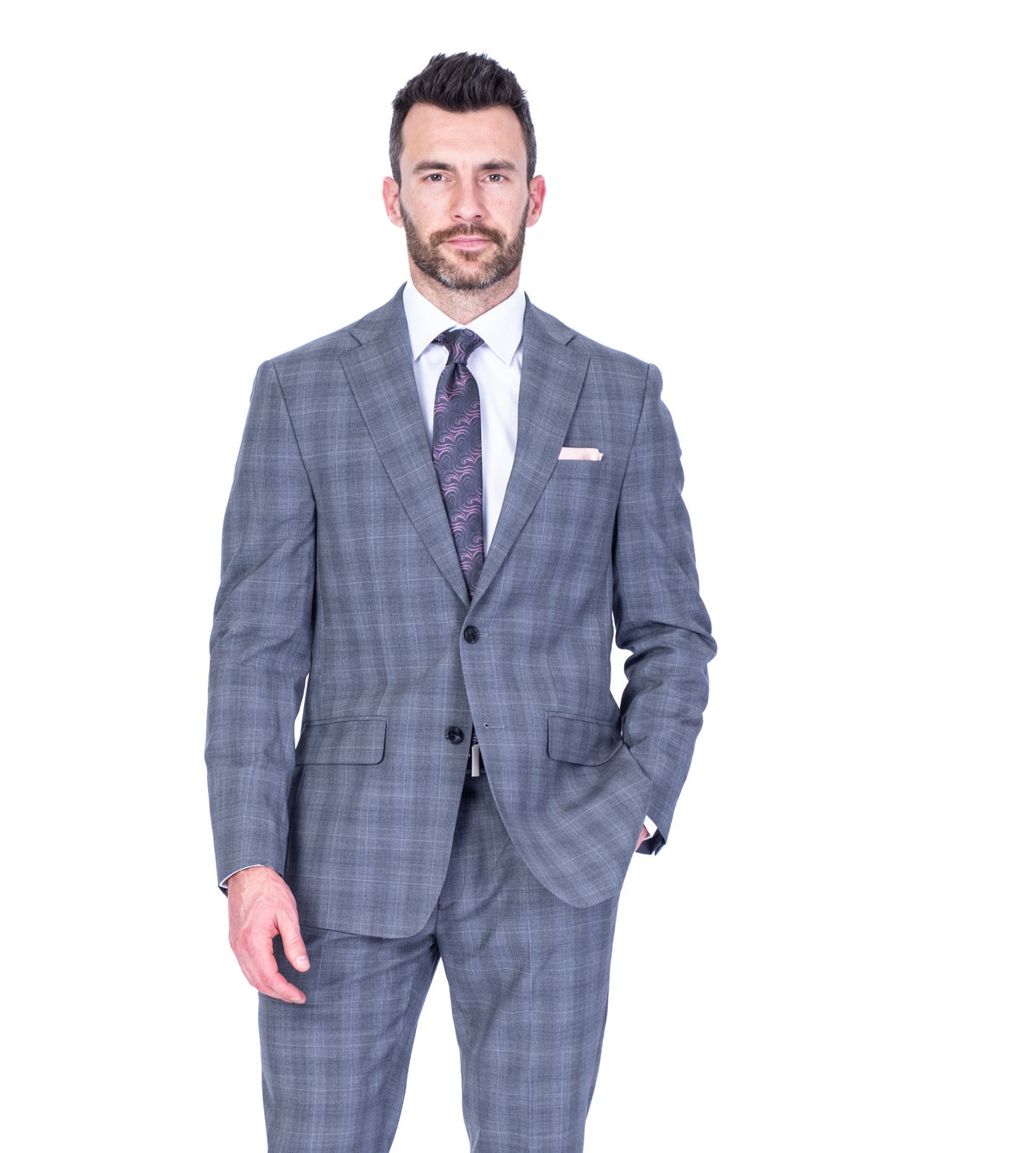 X-Slim Check Suit - Grey – Stars & Strauss