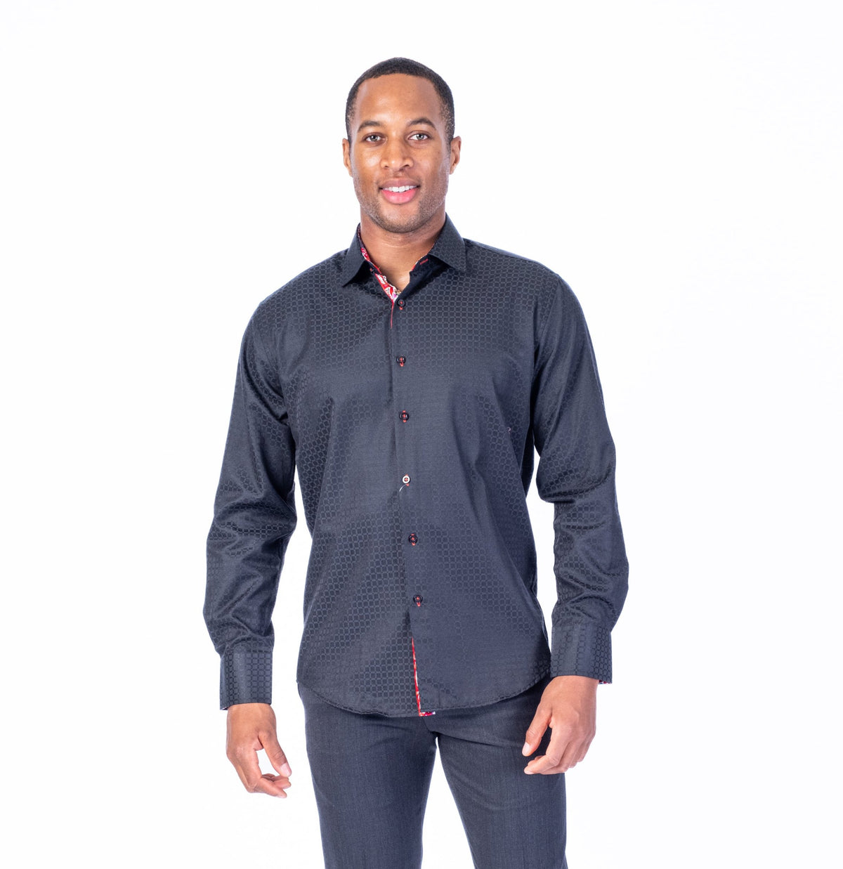 Tonal Check "Ken" Sport Shirt - Black – Stars & Strauss