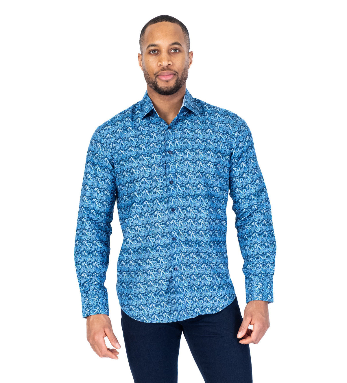 Paisley Print "Satorial" Shirt - Royal Blue – Stars & Strauss
