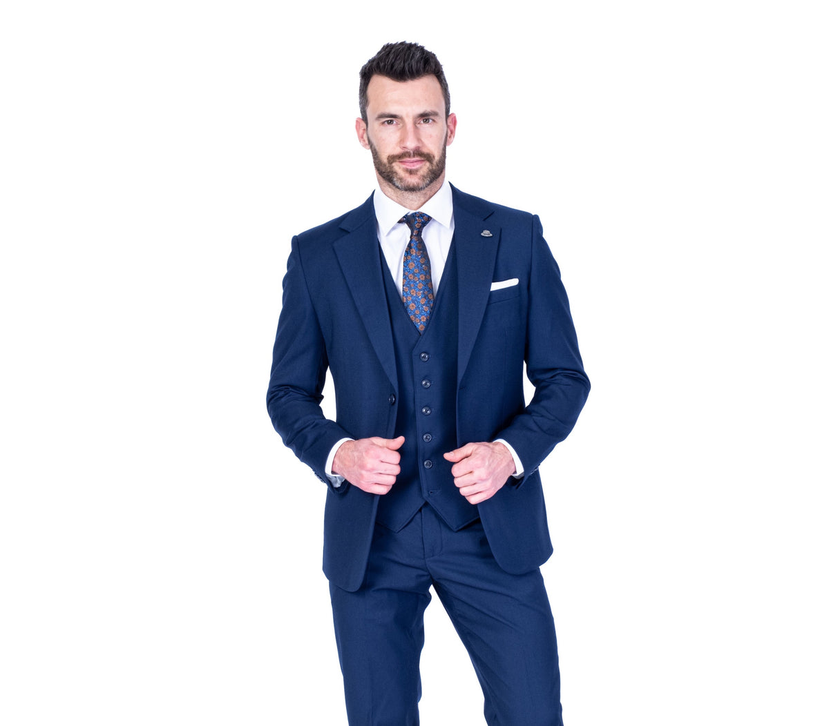 Modern Fit 3pc Solid Suit - Blue – Stars & Strauss