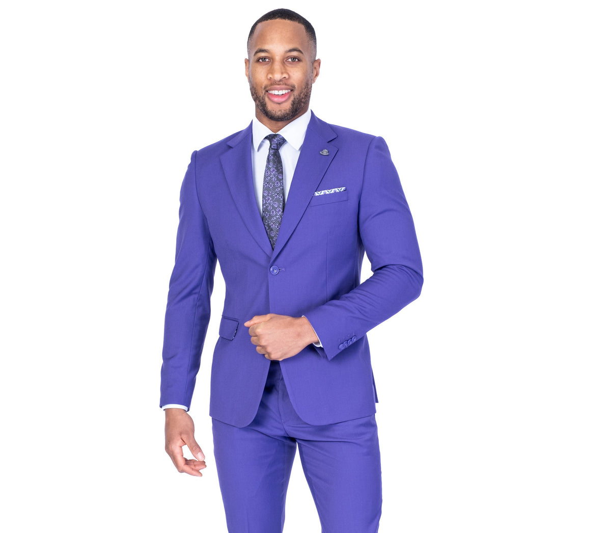 Modern Slim Fit Solid Suit - Purple – Stars & Strauss